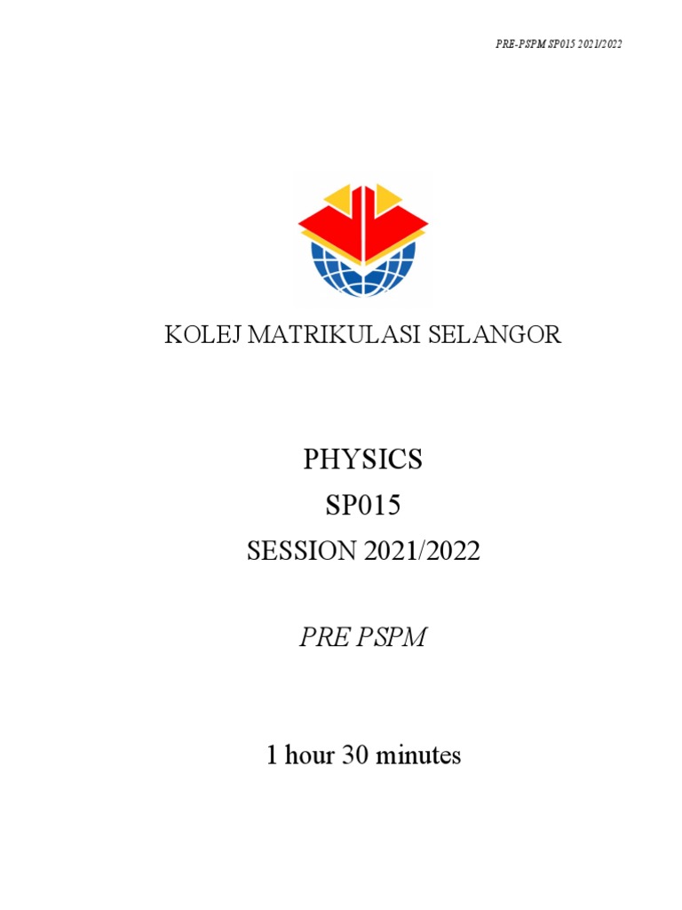 Pre PSPM (Questions) SP015 20212022 | PDF