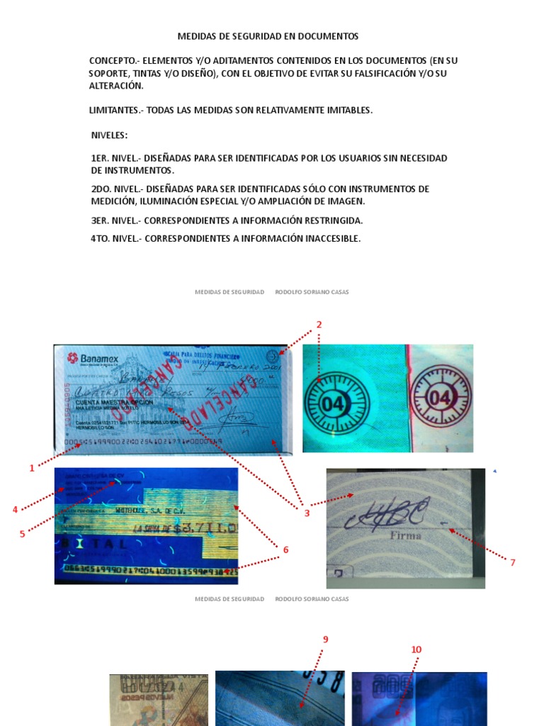 Medidas de Seguridad en Documentos Rodolfo Soriano Casas | PDF