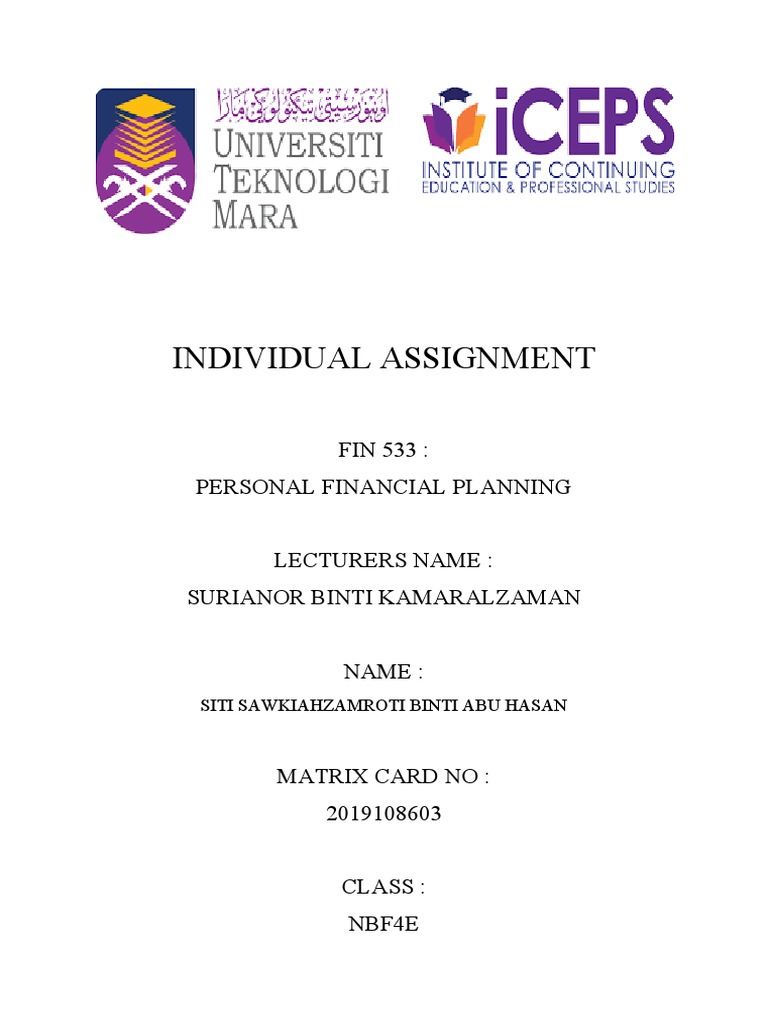 Fin 533 Individual Assgmt | PDF | Expense | Investing