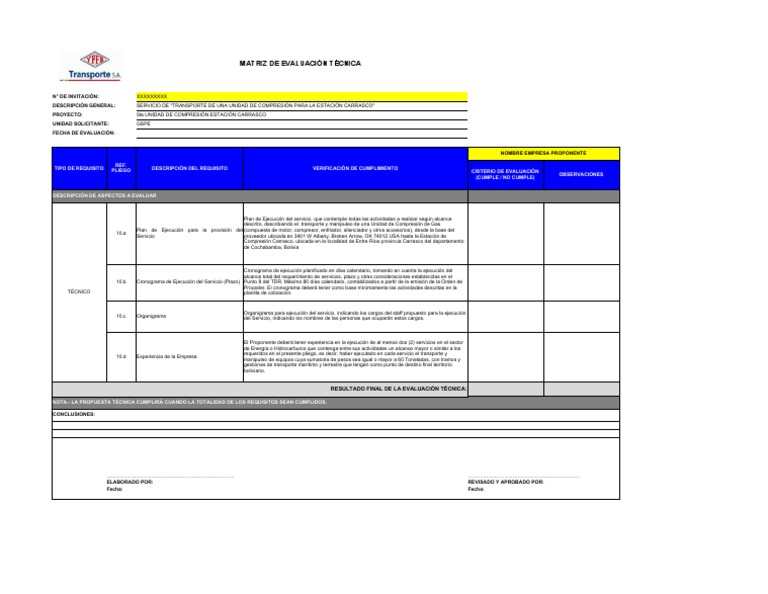 Anexo E-4 Matriz de Evaluacion Tecnica | PDF Anexo E-4 Matriz de Evaluacion Tecnica | PDF