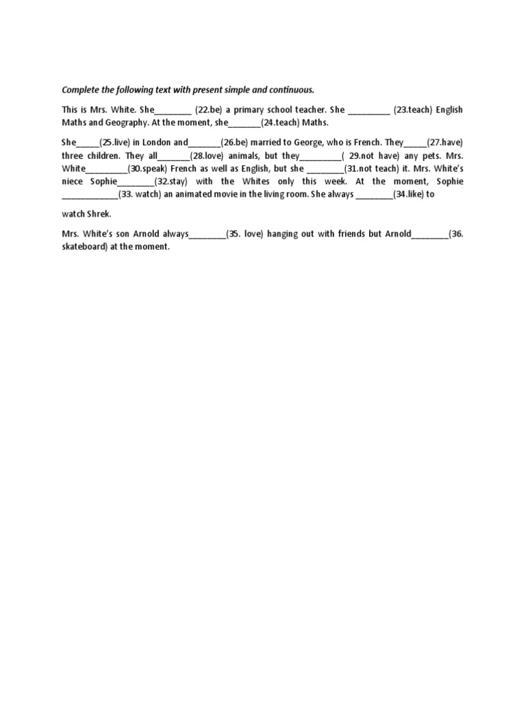 Present Simple Vs Continuous Text | PDF
