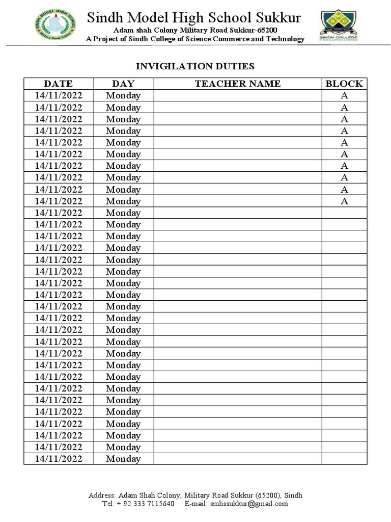 Exam Duties - 073012 | PDF