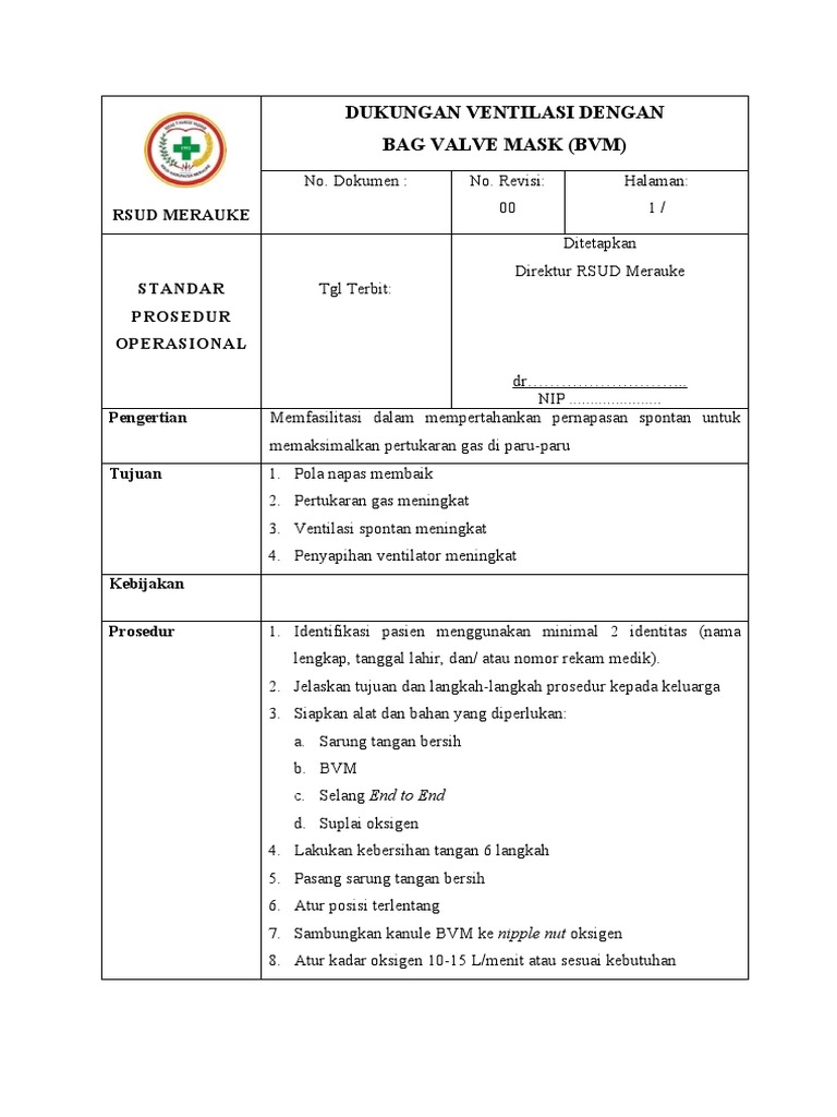 SPO Dukungan Ventilasi Dengan Bag Valve Mask (BVM) | PDF