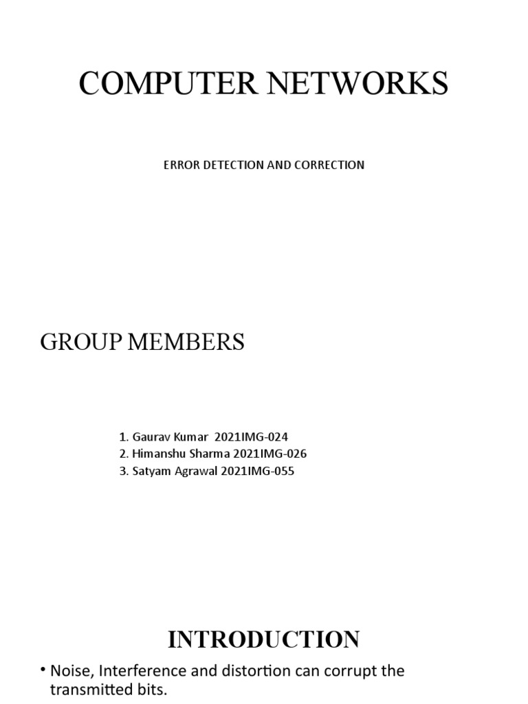 Computer Networks: Error Detection and Correction | PDF | Error Detection And Correction ...