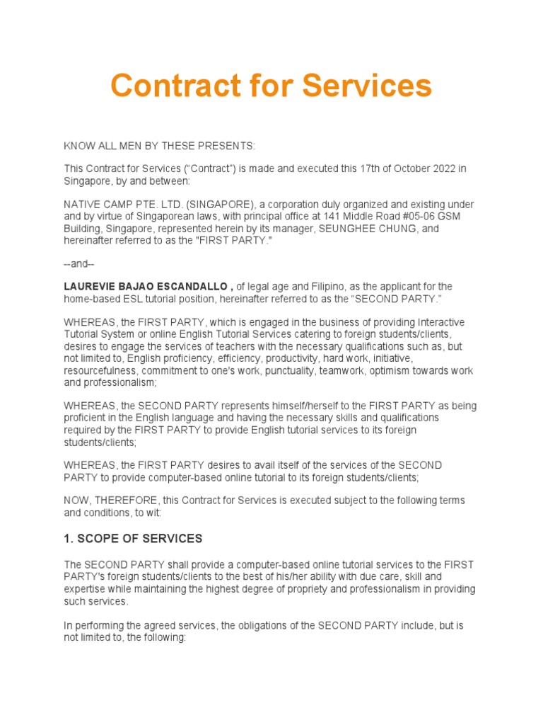 Contract For Services | PDF | Justice | Crime & Violence