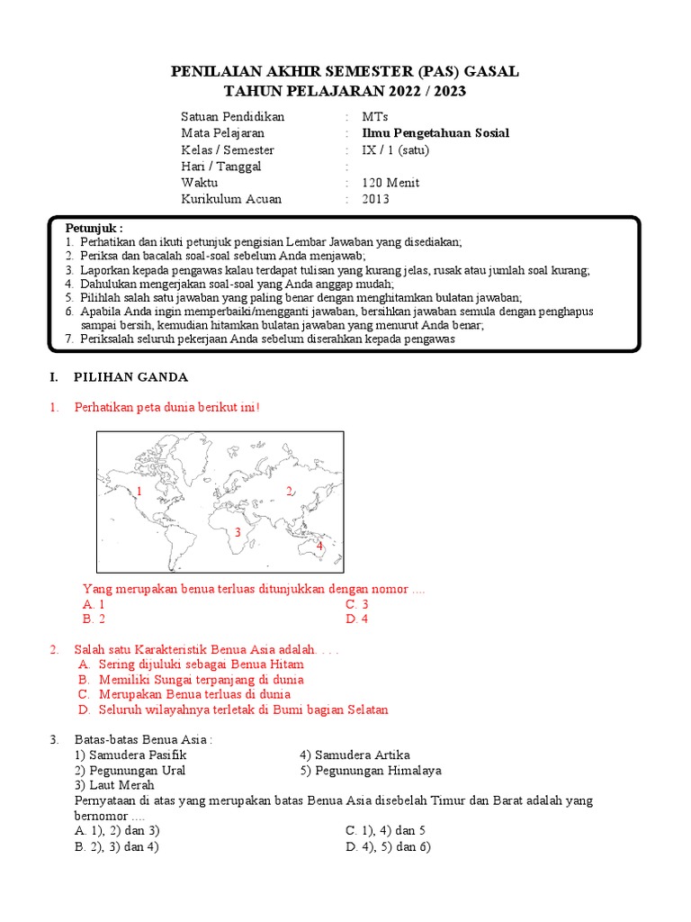 Soal PAS IX 2022-2023 Dan KUNCI JAWABAN | PDF