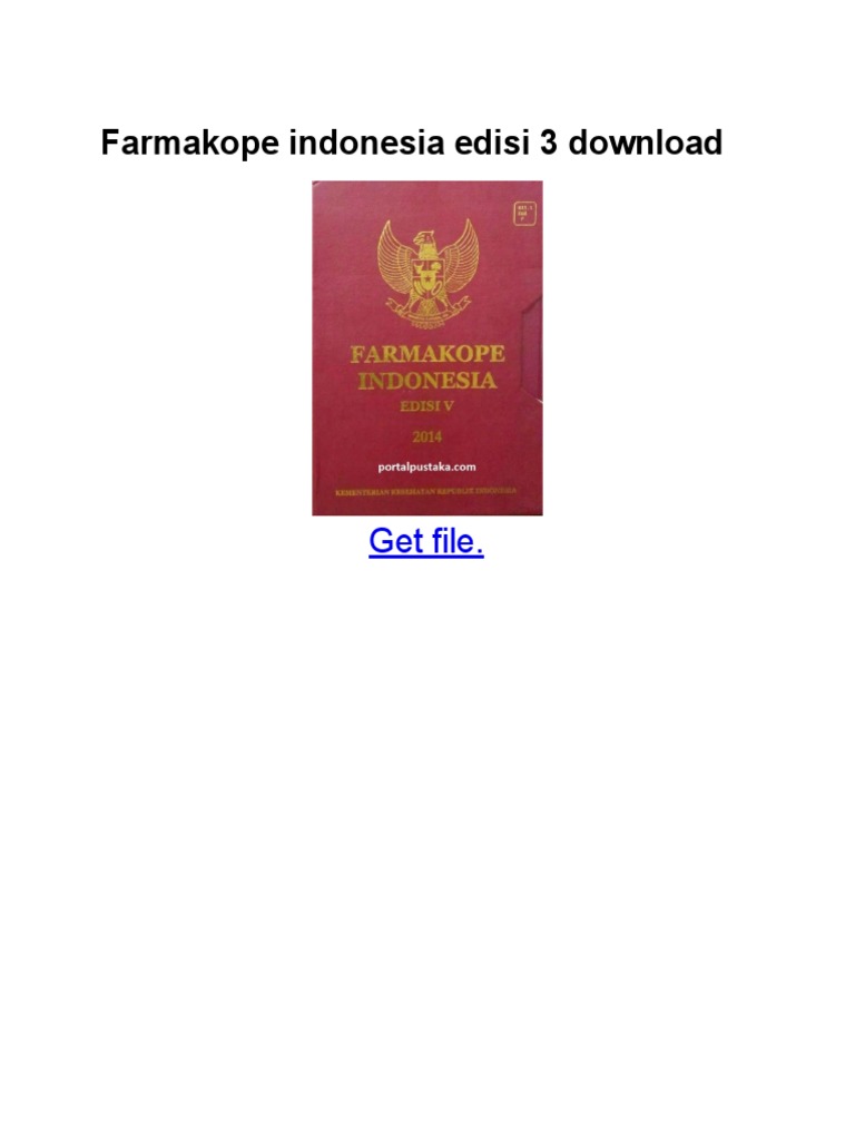 Farmakope Indonesia Edisi 3 Download | PDF