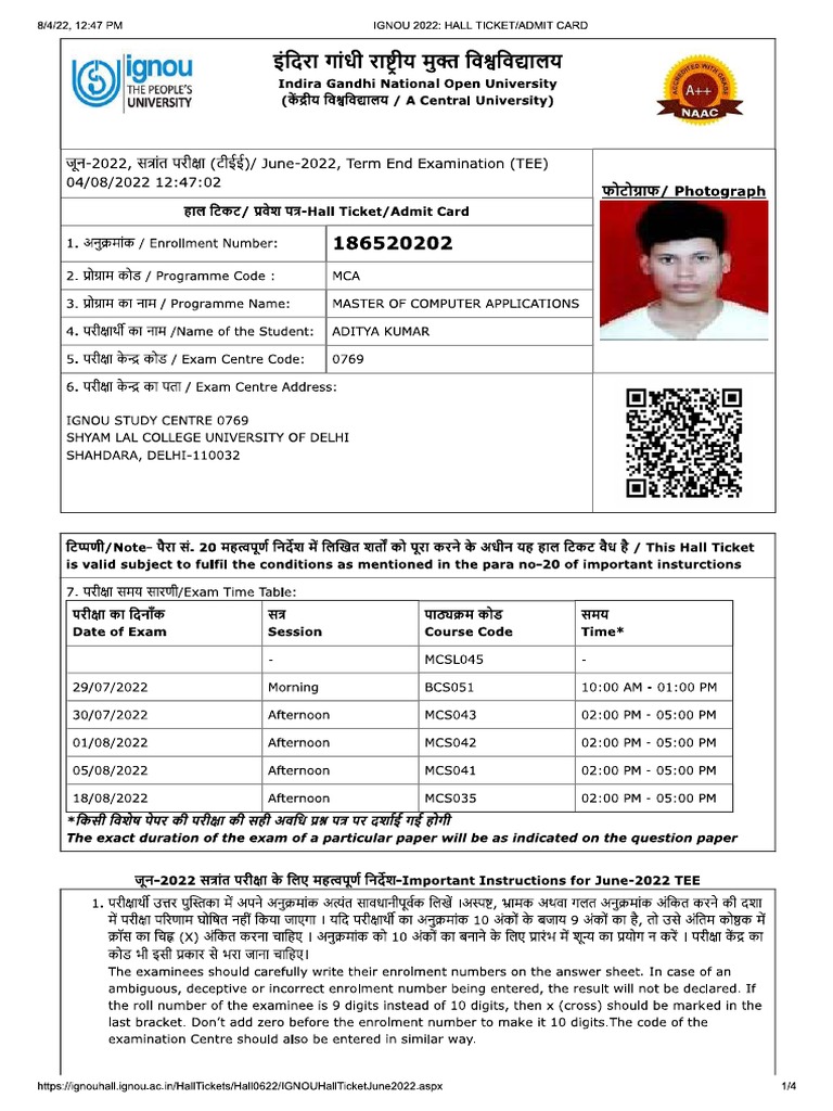 Hall Ticket | PDF