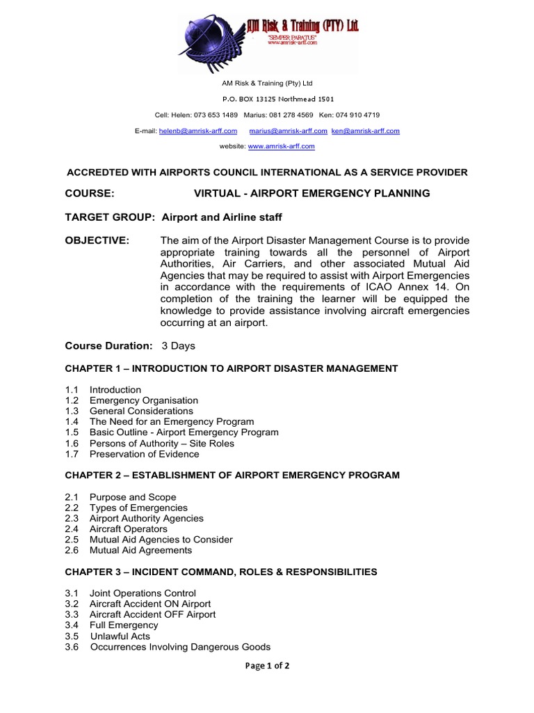 Airport Emergency Planning (Virtual Training) | PDF | Airport | Emergency