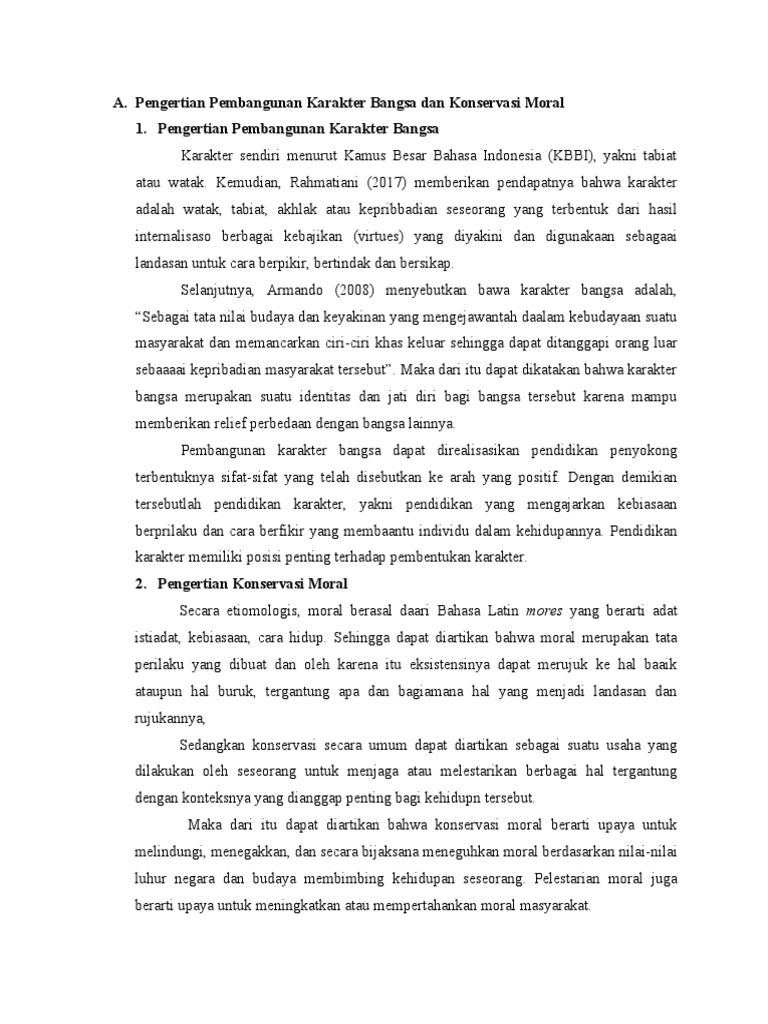 Pengertian Pembangunan Karakter Bangsa Dan Konservasi Moral | PDF