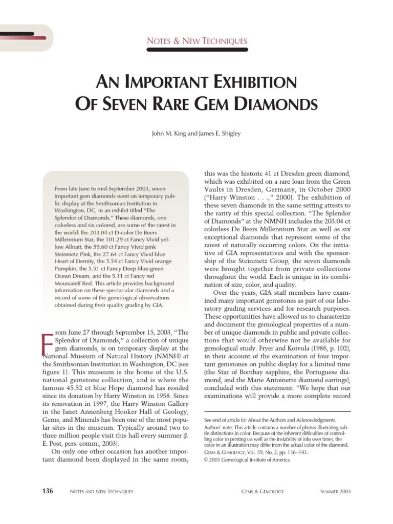 An Important Exhibition of Seven Rare Gem Diamonds | PDF | Diamond | Gemstone