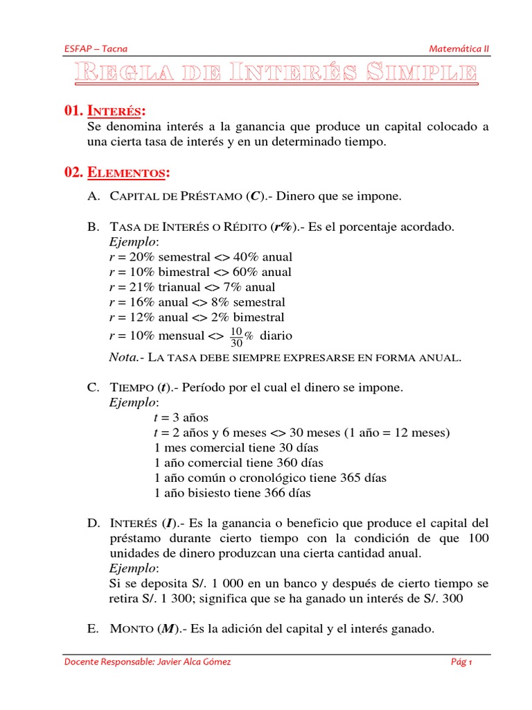 Interés Simple: Conceptos y Ejemplos | PDF | Interés | Comercio