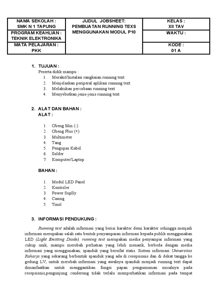 Format Jobsheet | PDF