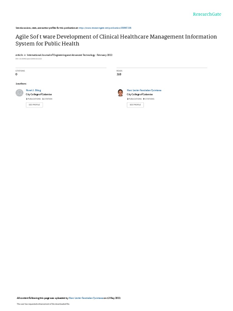 Agile Methodology Pdf Health Care Medical Record