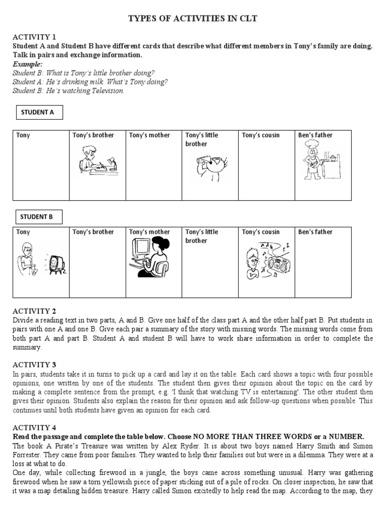 Handout C6 - Examples of Activity Types in CLT | PDF