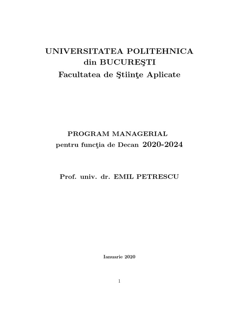 Plan Managerial Emil Petrescu | PDF