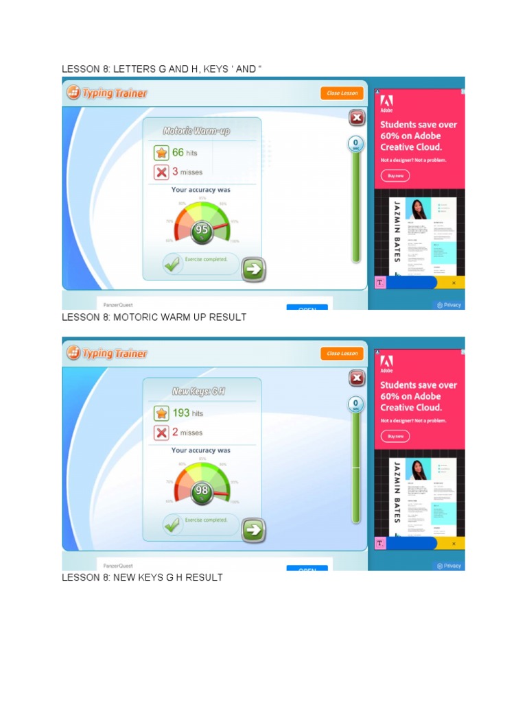 Lesson 8 Typing Test | PDF | Computers