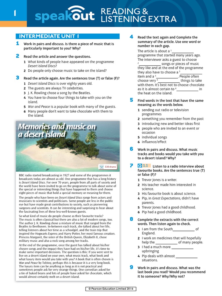 412 - 17 - Speakout Intermediate 2nd. Reading&Listening Extra With Key ...