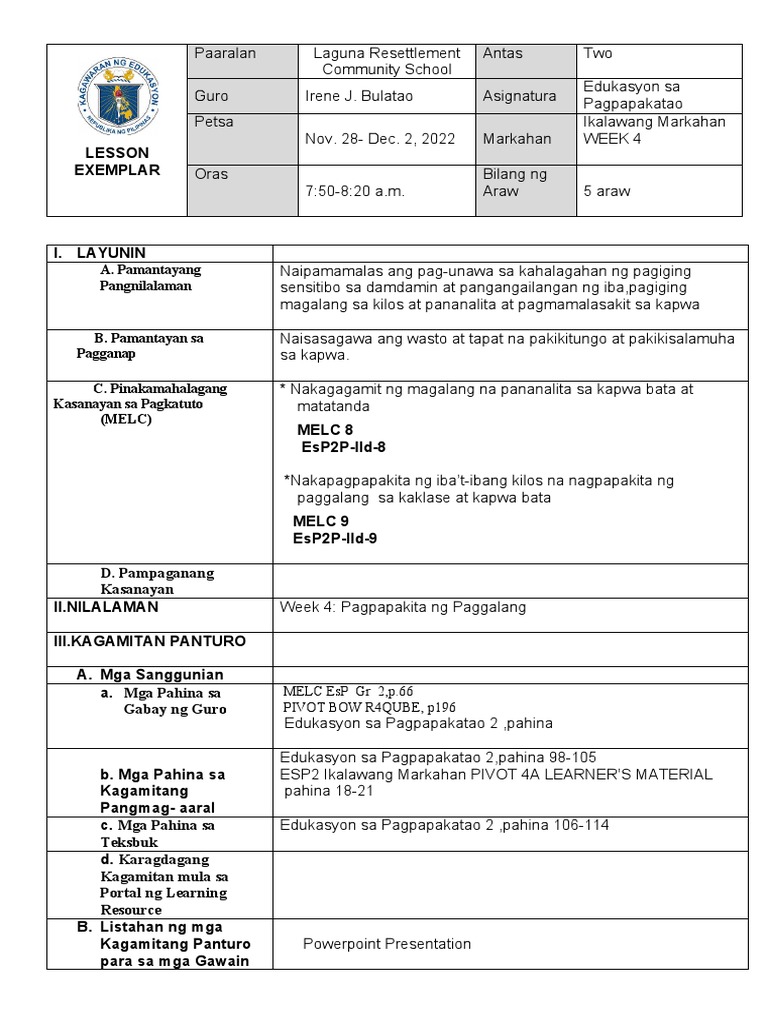 Esp2-Le-Q2-Week 4 | PDF