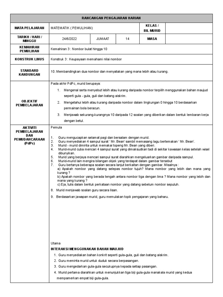 RPH Math Extra | PDF | Karier & Perkembangan