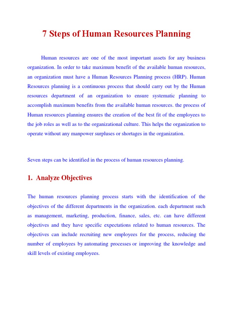 7 Steps of Human Resources Planning | PDF | Human Resources | Employment