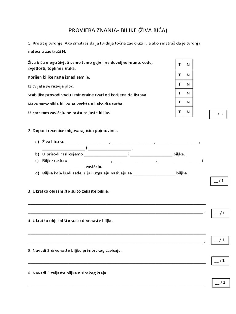 Provjera Znanja | PDF