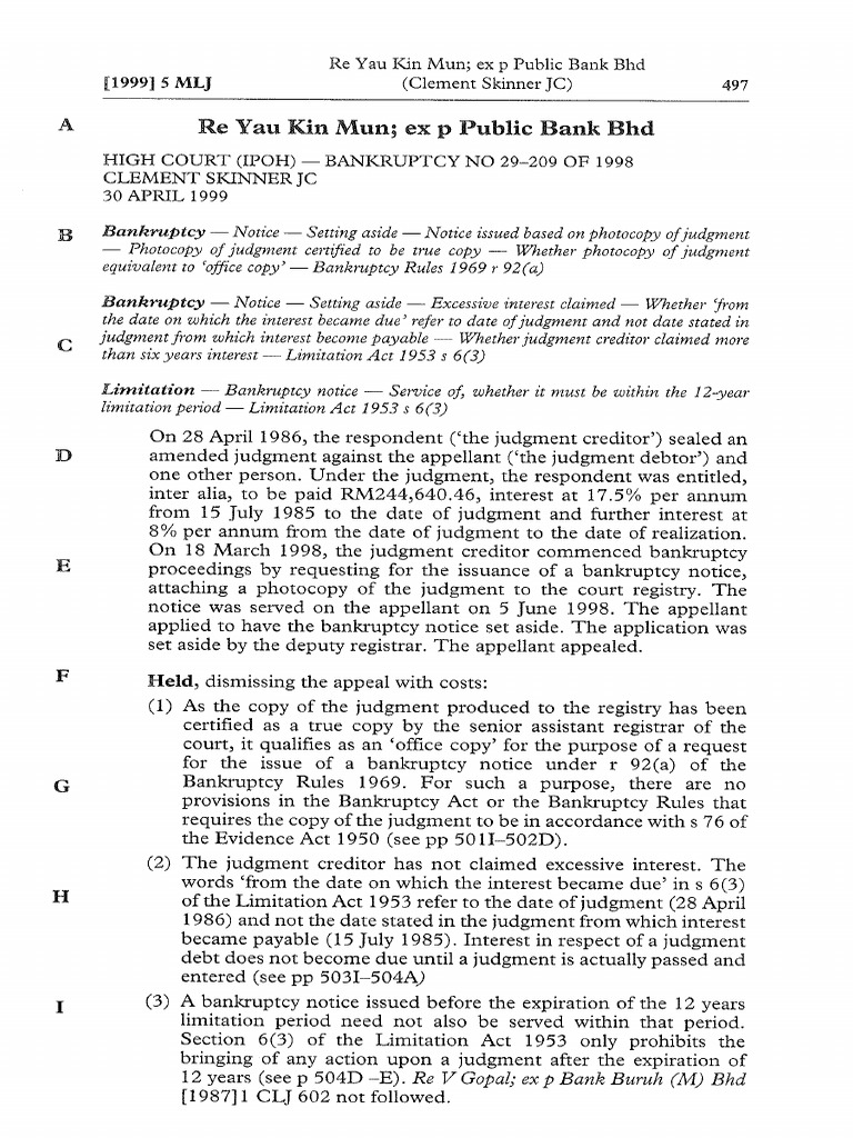 Re Yau Kin Mun Ex P Public Bank BHD | PDF