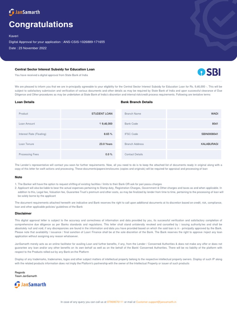 Digital Approval for Education Loan | PDF | Loans | Banks