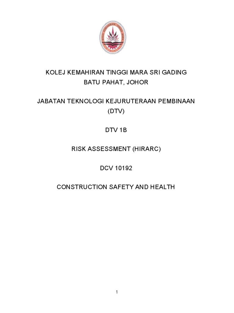 Risk Assessment (Hirarc) | PDF | Laboratories | Risk