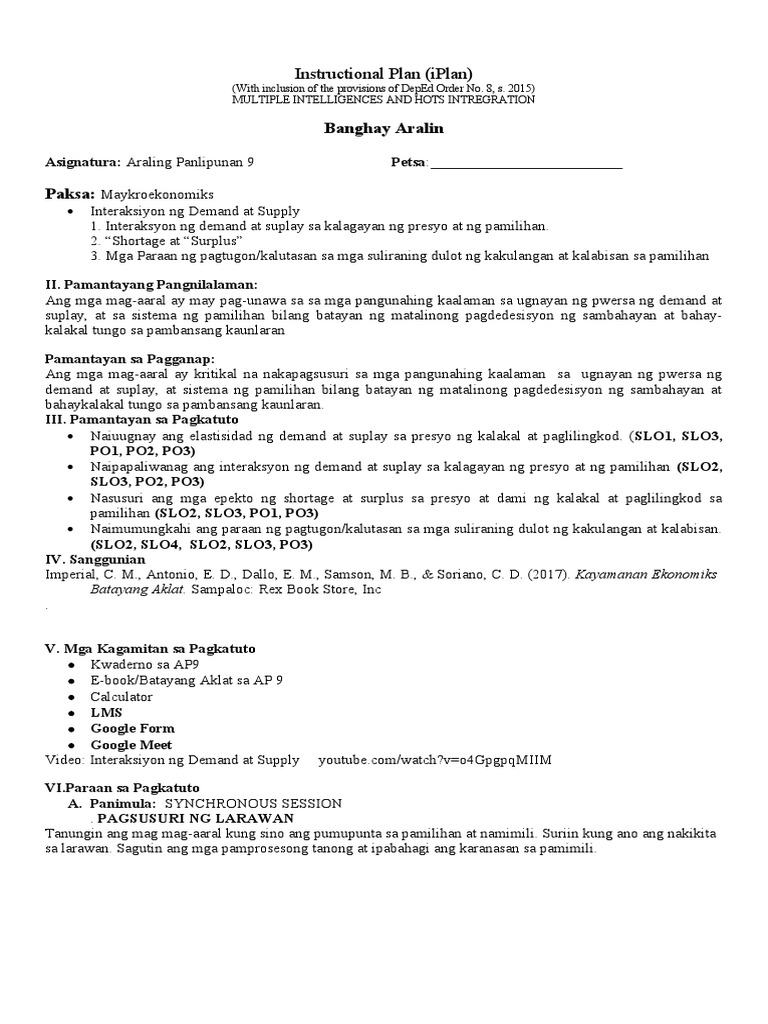 AP9.8 (Araling Panlipunan iPLAN) | PDF