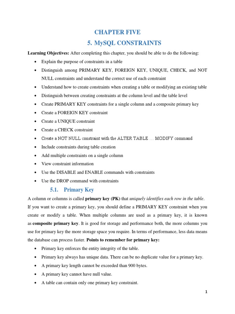 Chapter Five | PDF | Relational Database | Table (Database)