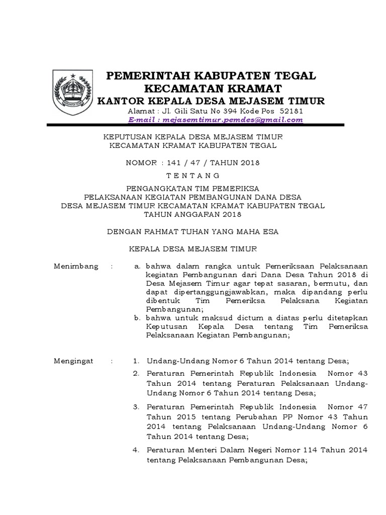 SK Tim Pemeriksa Rabat Beton Rt. 01 Rw. 06 | PDF