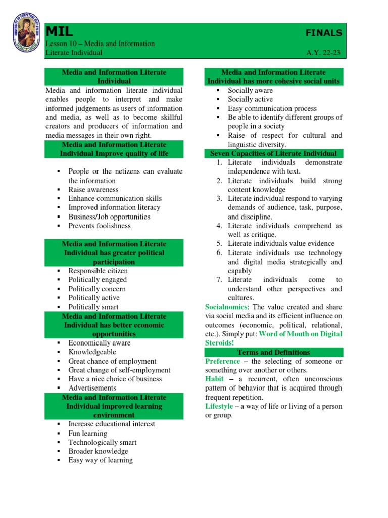 MIL Lesson 10 | PDF | Media (Communication) | Information MIL Lesson 10 | PDF | Media (Communication) | Information