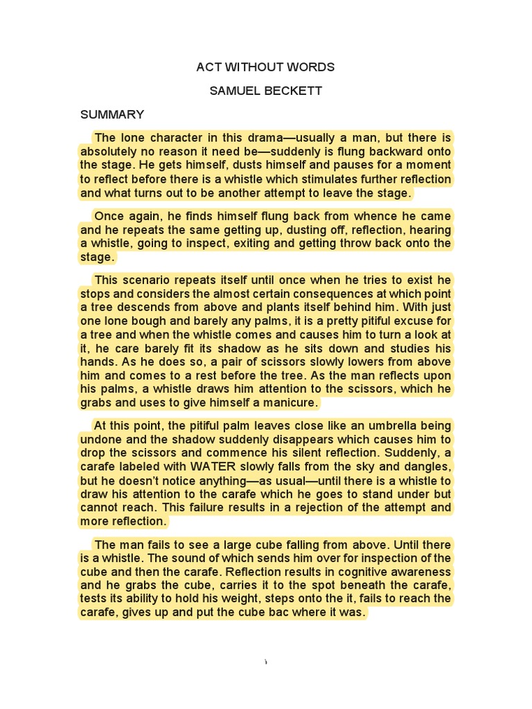 Summary - Act Without Words - مترجم | PDF