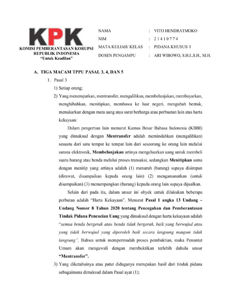 Praktisi Mengajar Tppu - Pidsus - Vito Hendratmoko - 21410774 | PDF