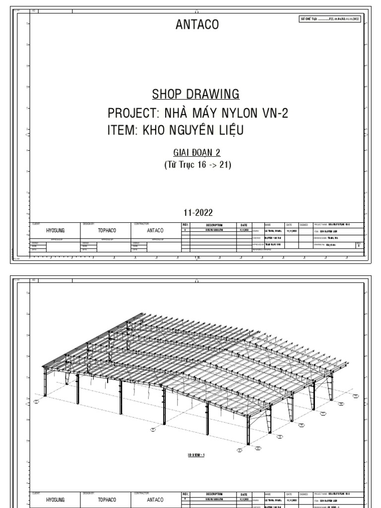 1ban Ve Gai Cong - Giai Doan 2 - Kho Nguyen Lieu - Rev - 11.11.2022 | PDF | Technical Drawing