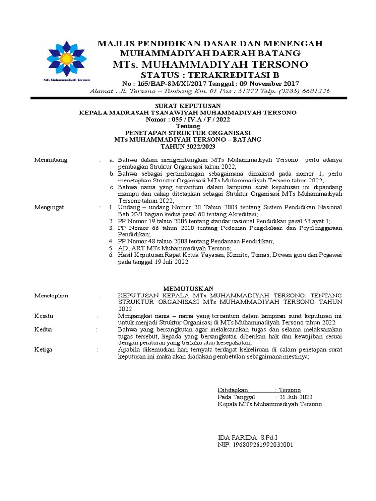 SK Struktur Organisasi | PDF