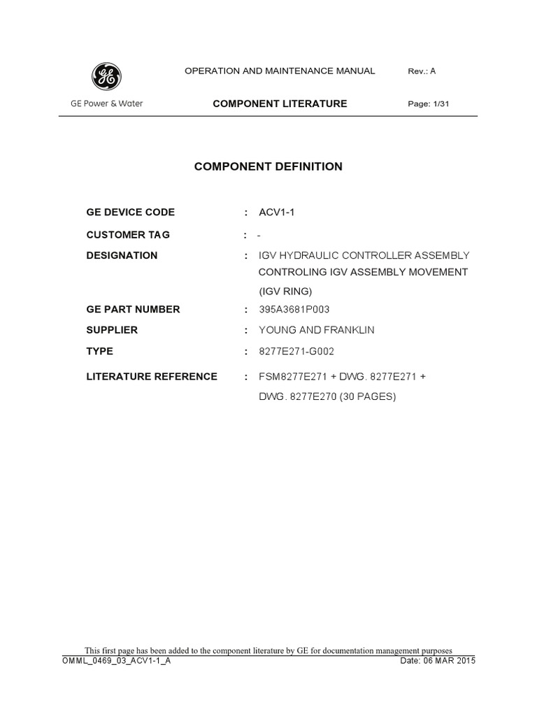 IGV Hydraulic Controller Manual | PDF | Valve | Actuator
