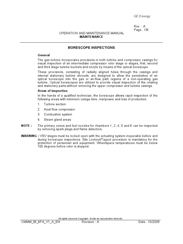 Boroscope Inspection Criteria | Download Free PDF | Turbine ...