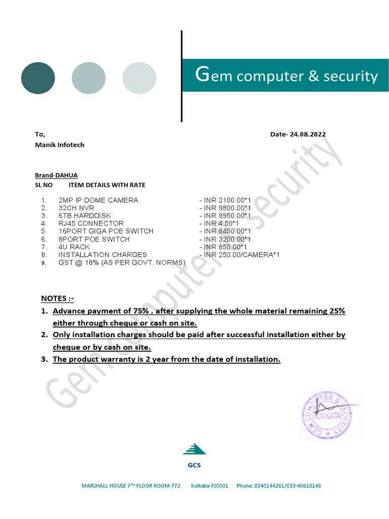 Manik Infotech Quotation New 1pcs | PDF | Computers | Technology ...