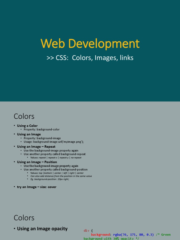 CSS Colors, Images, Links | PDF | Computer Graphics | World Wide Web