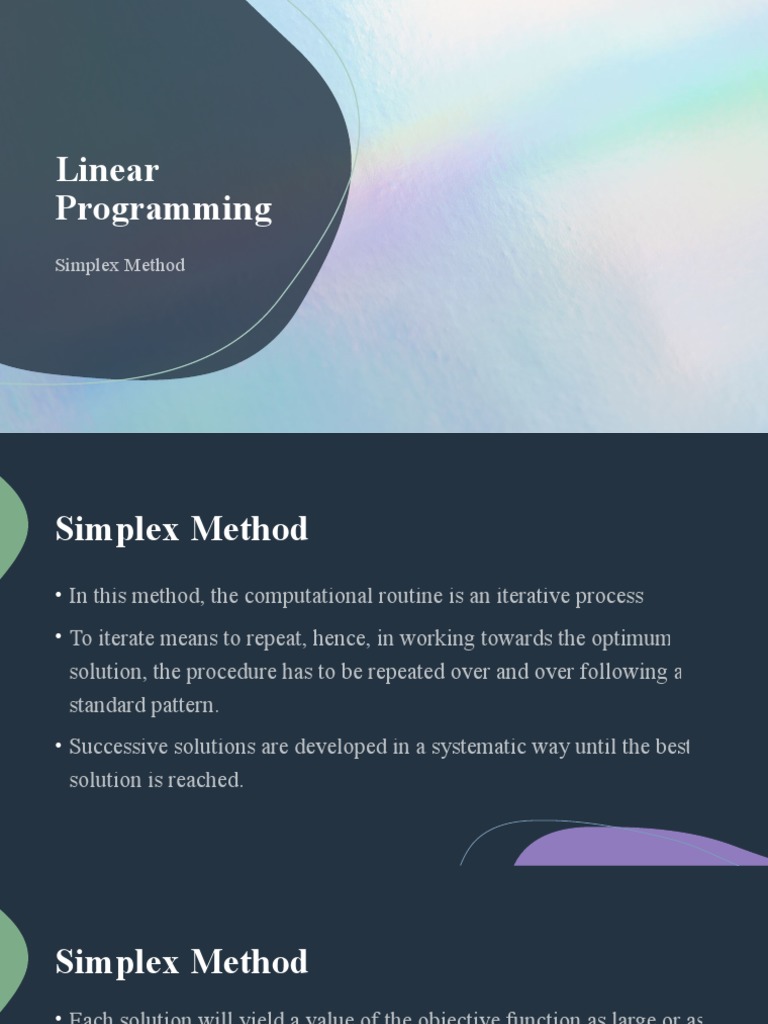 Linear Programming SIMPLEX METHOD | PDF | Mathematics Of Computing ... Linear Programming SIMPLEX METHOD | PDF | Mathematics Of Computing ...