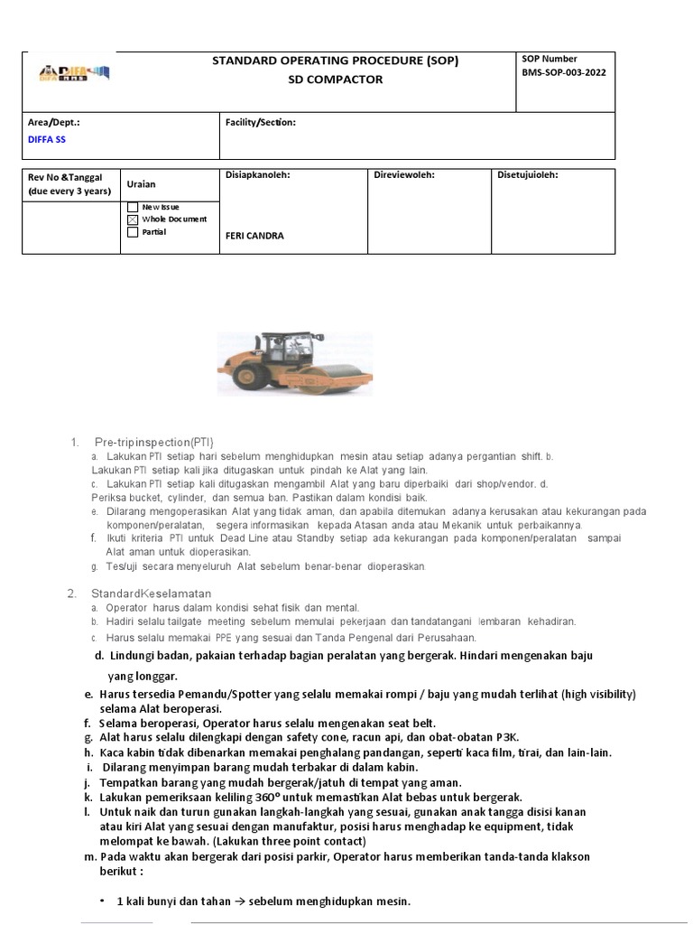 3.BMS-SOP-EQ-003 SD PF Compactor | PDF
