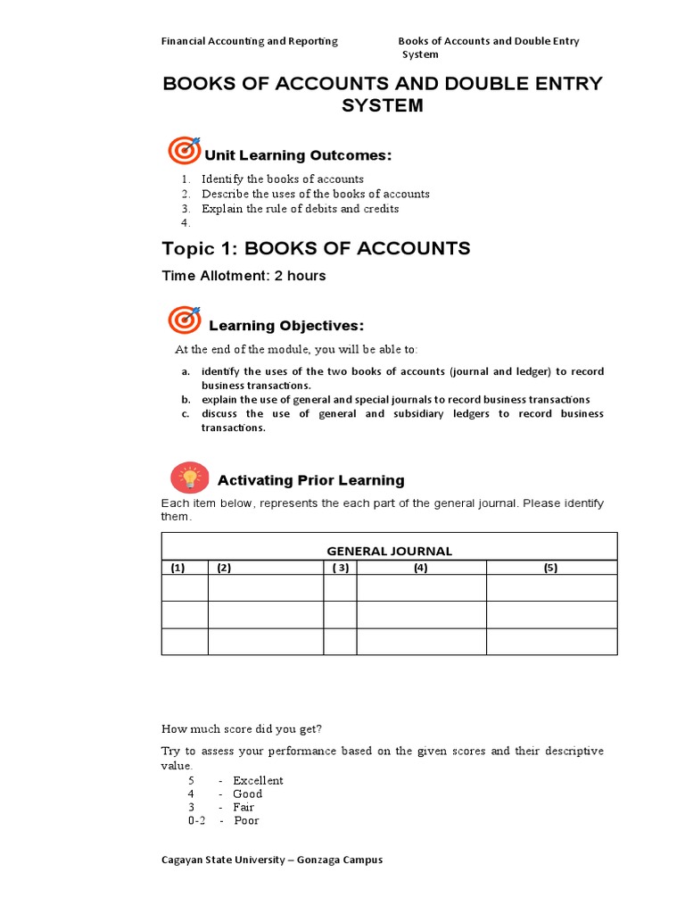 Books of Accounts and The Double-Entry System | PDF