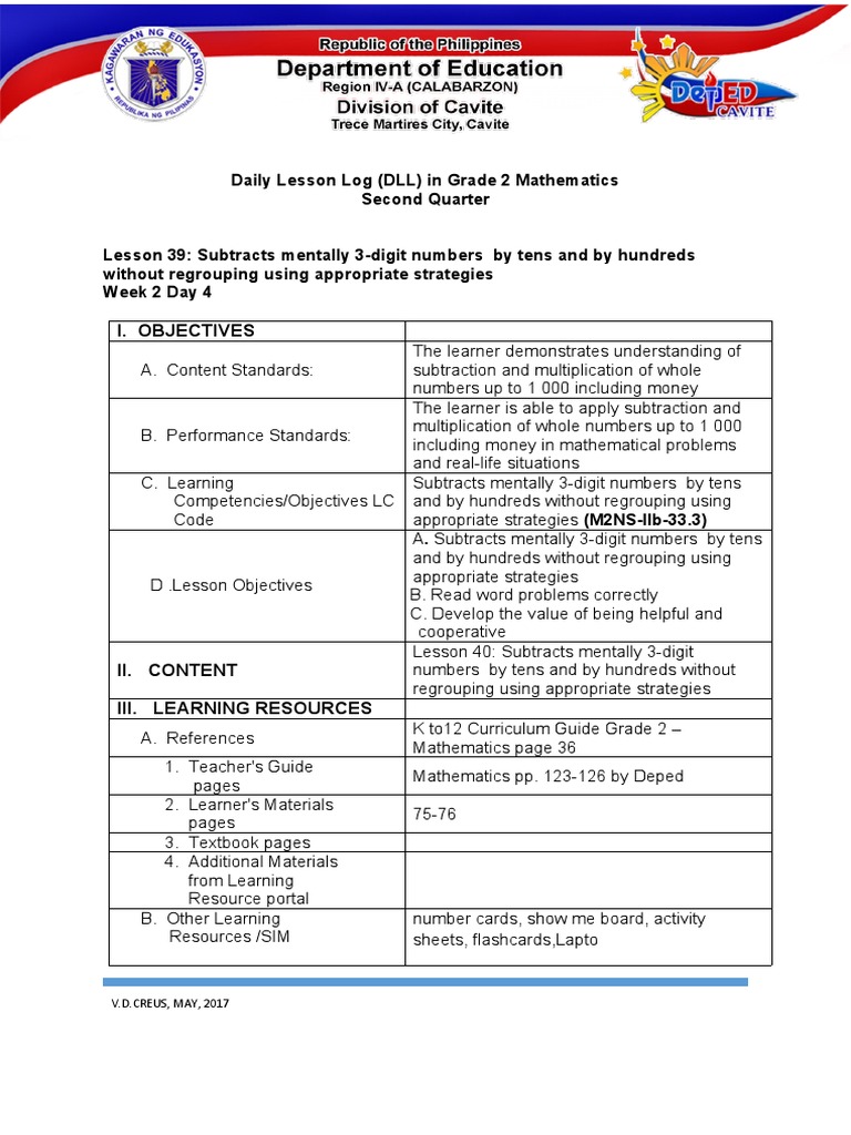 DLL - Math Lesson 41 QTR 2 Week 2 Day 4 | PDF | Subtraction | Flashcard