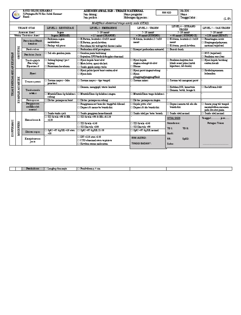 Asesmen Awal Igd - Triase Maternal | PDF