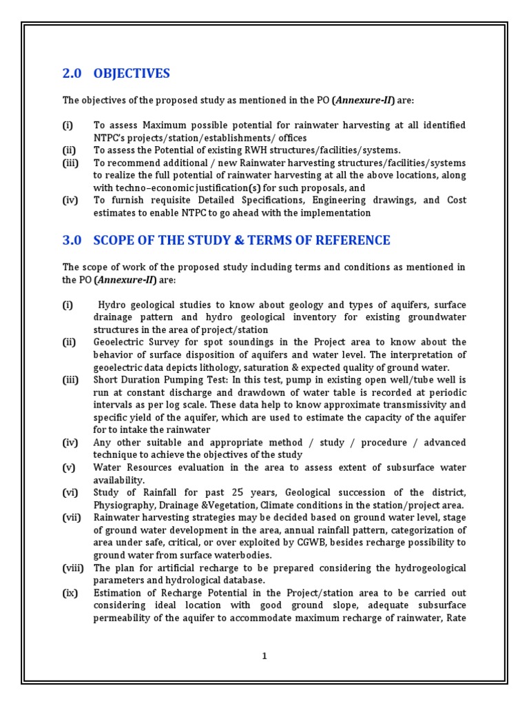 Scope of The Work | PDF | Groundwater | Water