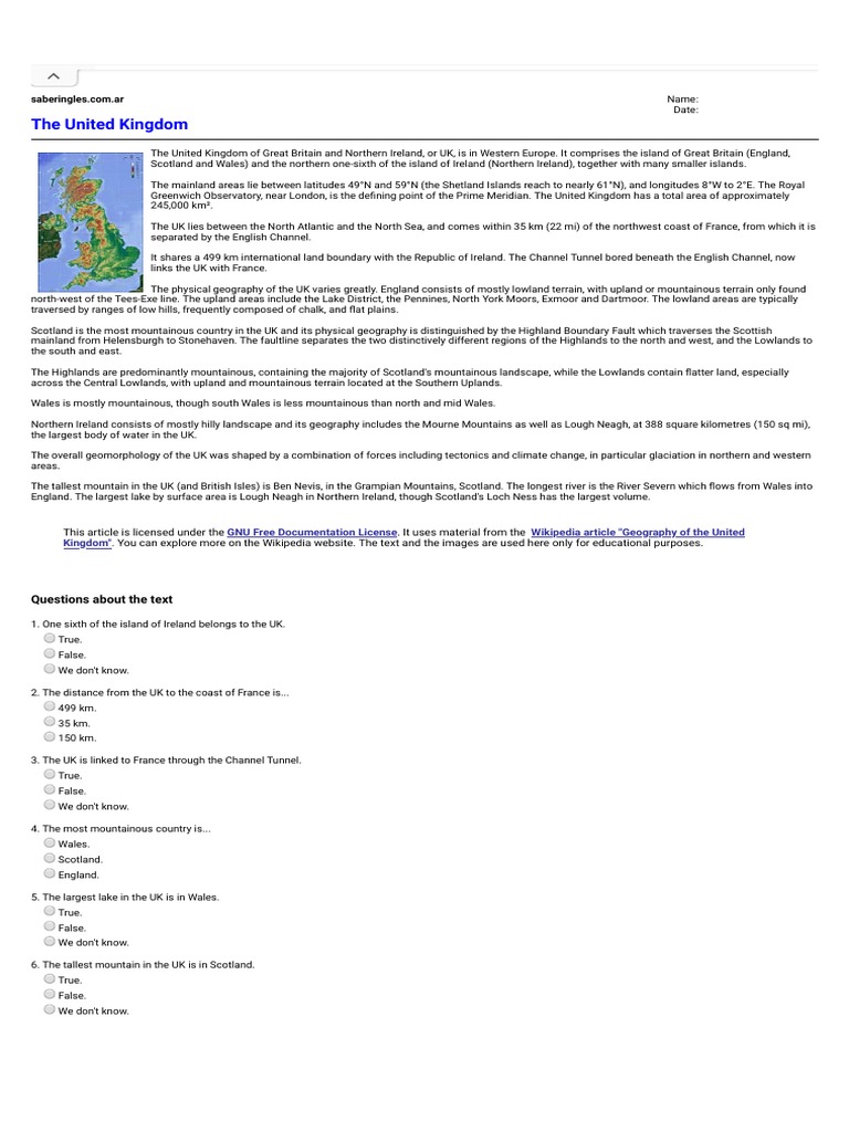 A Geographic Overview of the United Kingdom | PDF | United Kingdom ...