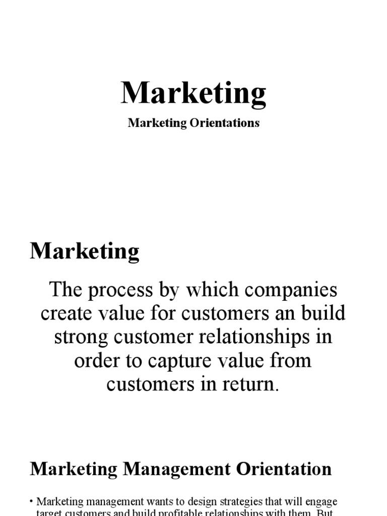Understanding Marketing Management Orientations | PDF | Marketing ...