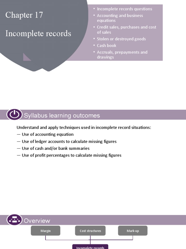 Incomplete Records Accounting Guide | PDF | Debits And Credits | Banks